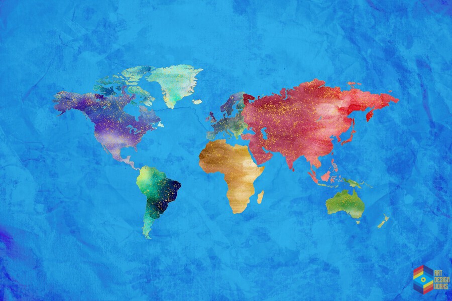 Artistic World Map III by ARTenyo art Wall Art